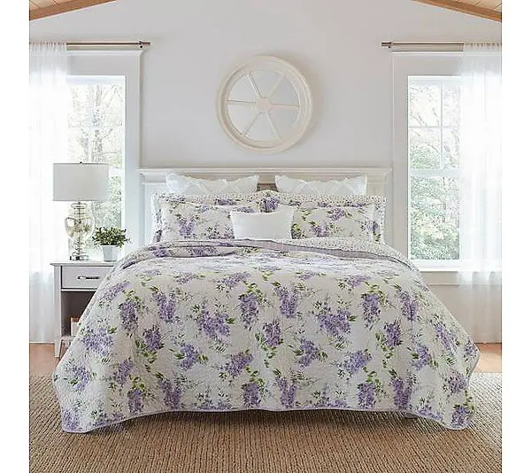 Laura Ashley Keighley Purple Full Queen Quilt-s Ham Set - One-color