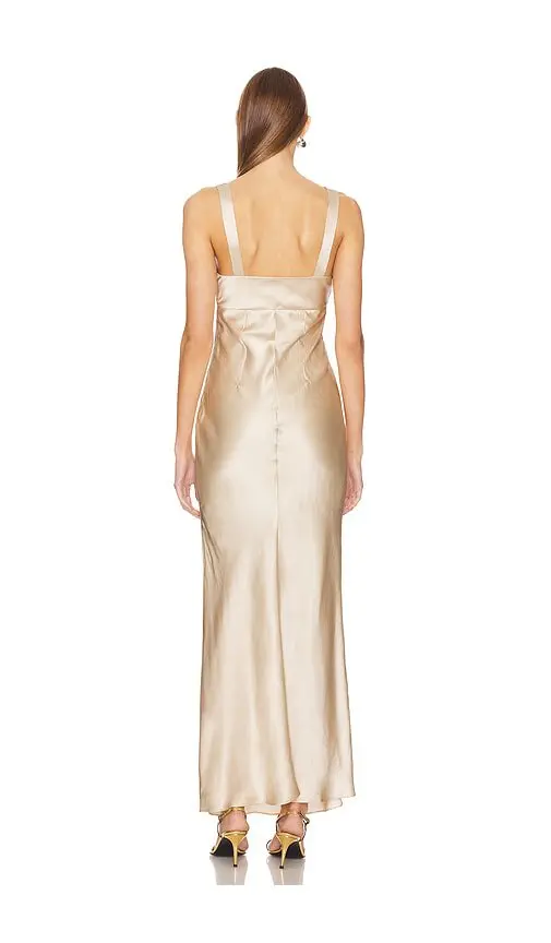 NICHOLAS Sally Cowl Neck Maxi Dress In Metallic Neutral - Pearl