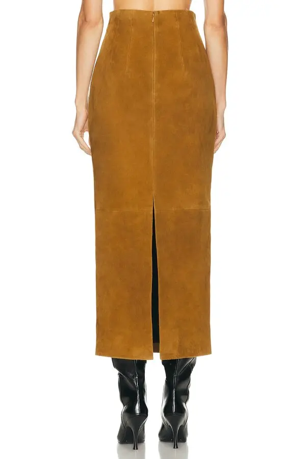 Khaite Loxley Suede Skirt - Toffee
