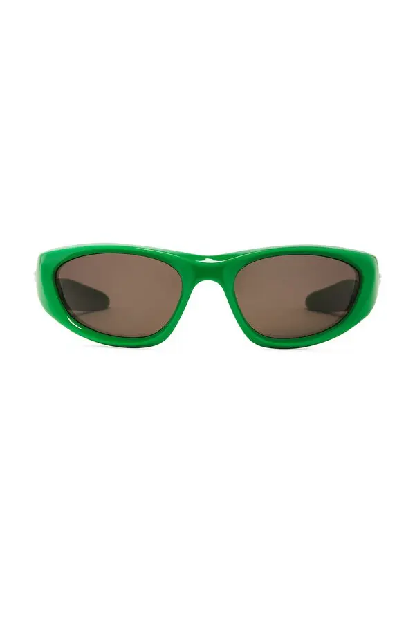 Bottega Veneta Mixed Materials Sunglasses - Green