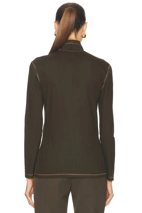 Bottega Veneta Long Sleeve Turtleneck Top - Dark Olive