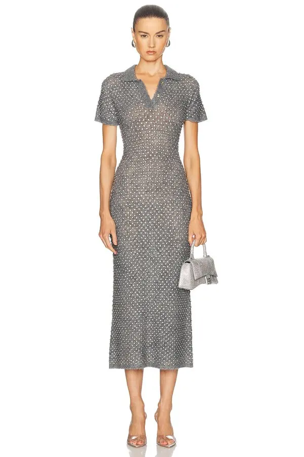 david koma silver dress David Koma Sequin Gown in Silver