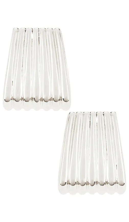 HEAVEN MAYHEM Ribbed Maxi Earrings - Metallic Silver