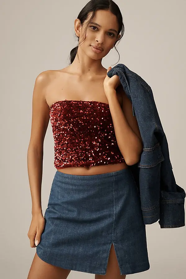Anthropologie Sequin Tube Top