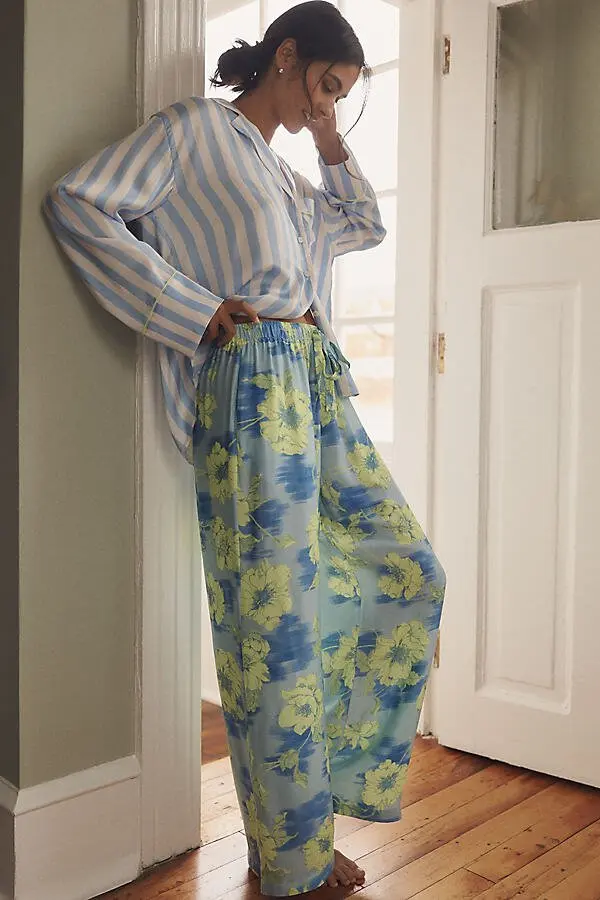 LYREBIRD The Silky Pajama Pants - Blue Floral