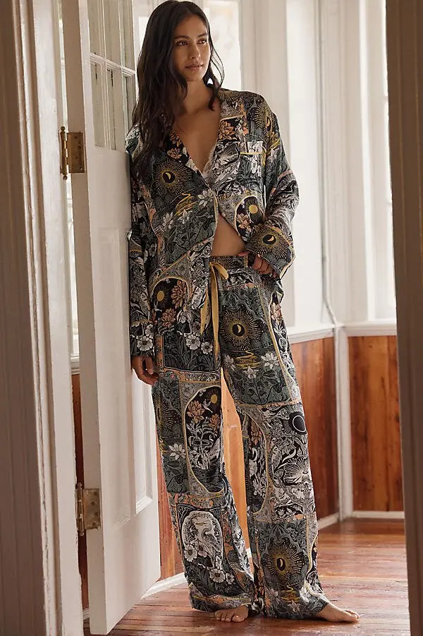 LYREBIRD Neela Pajama Pants Lb Silky - Botanical Pattern