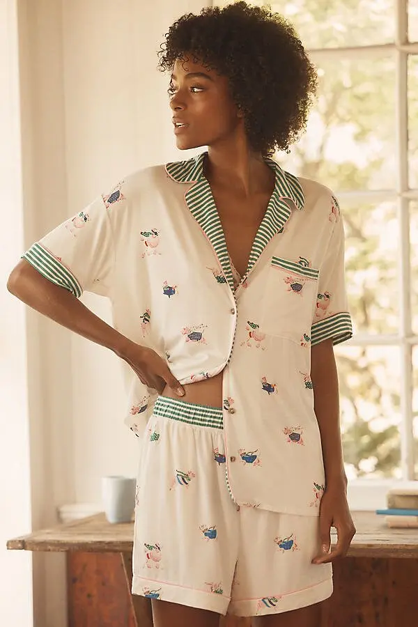 LYREBIRD The Modaluxe Short Sleeve Pajama Shirt - Emily Taylor Print
