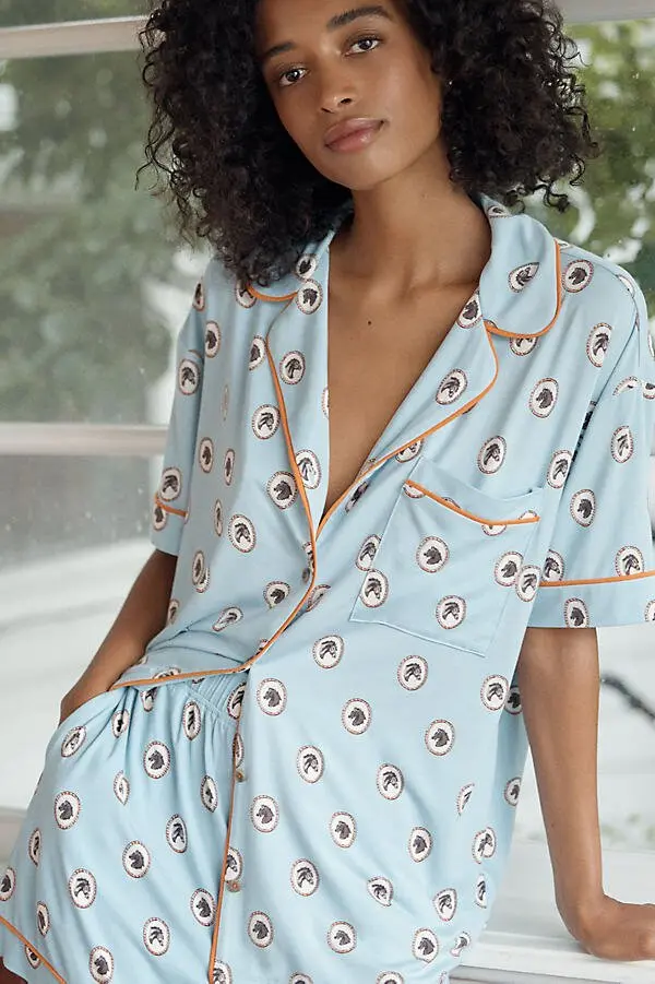 LYREBIRD Briar Short Sleeve Pajama Shirt Modaluxe - Sky