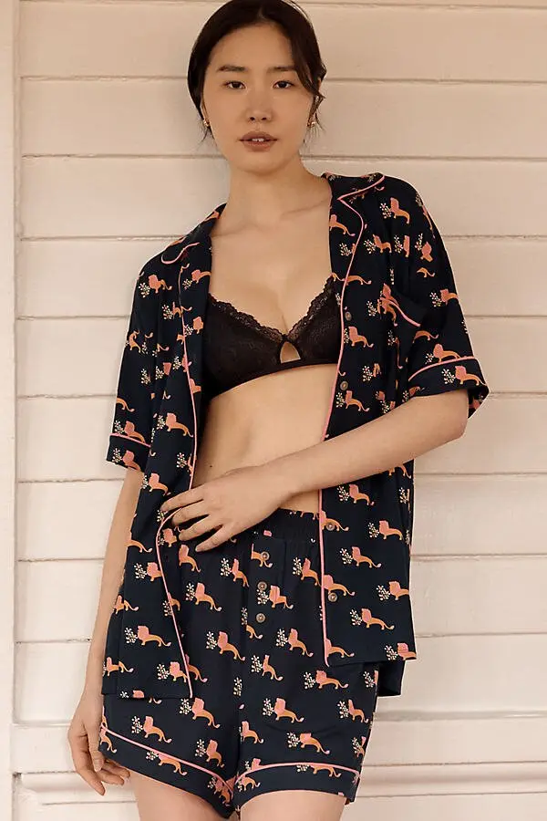 LYREBIRD The Modaluxe Pajama Shorts - Black Pattern
