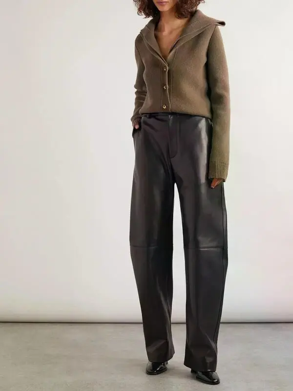 Bottega Veneta Paneled Straight-leg Leather Trousers