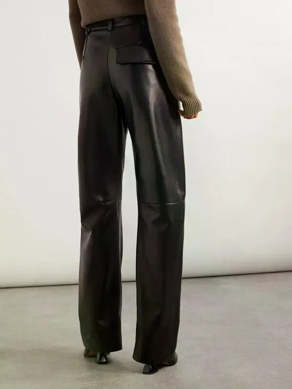 Bottega Veneta Paneled Straight-leg Leather Trousers