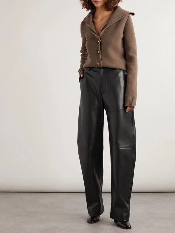 Bottega Veneta Paneled Straight-leg Leather Trousers
