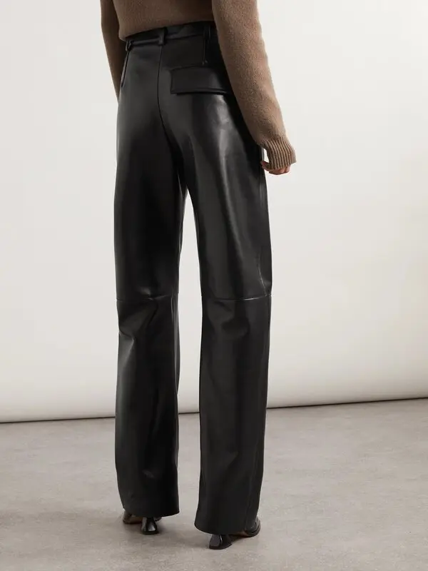 Bottega Veneta Paneled Straight-leg Leather Trousers
