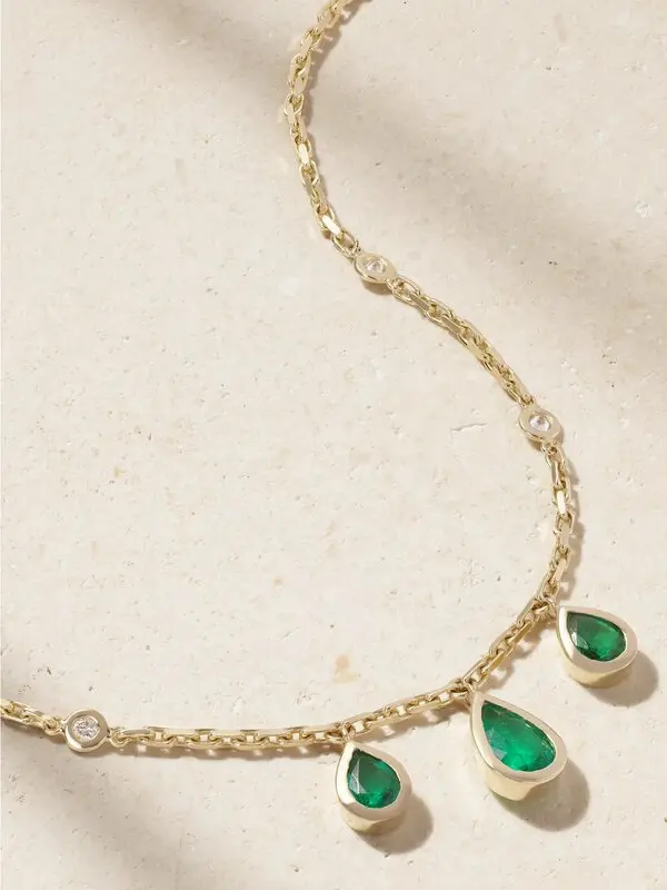 Jacquie Aiche 14-karat Emerald And Diamond Necklace - Gold