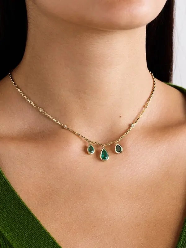 Jacquie Aiche 14-karat Emerald And Diamond Necklace