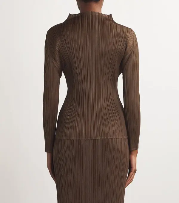 Issey Miyake Long-sleeve Pleated Top - Brown