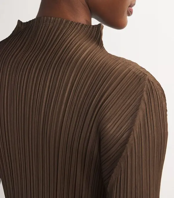 Issey Miyake Long-sleeve Pleated Top - Brown