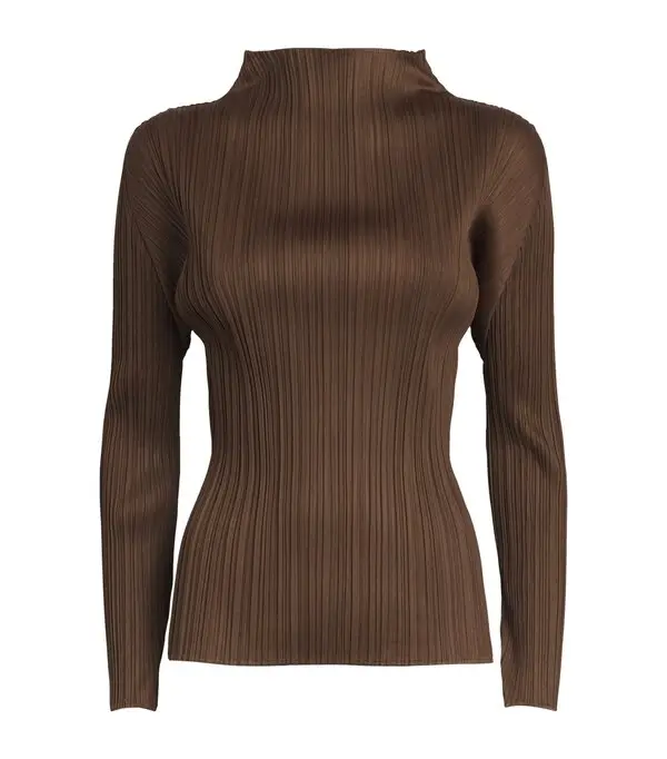 Issey Miyake Long-sleeve Pleated Top - Brown
