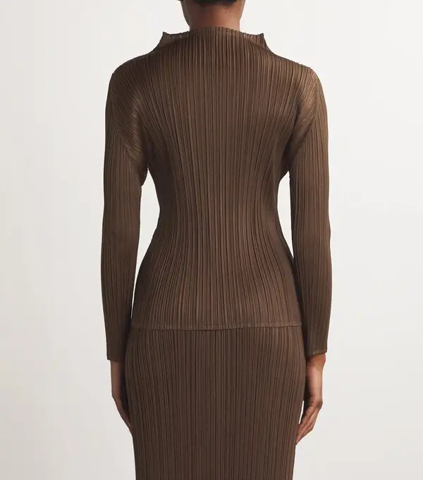 Issey Miyake Long-sleeve Pleated Top - Brown