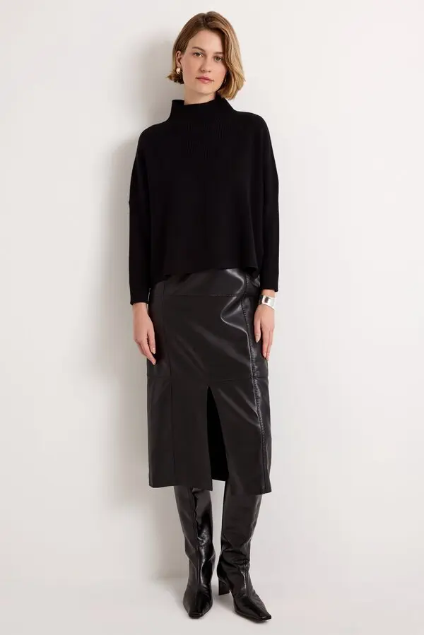 MARIE OLIVER Claudie Popover Mock Neck Sweater - Black