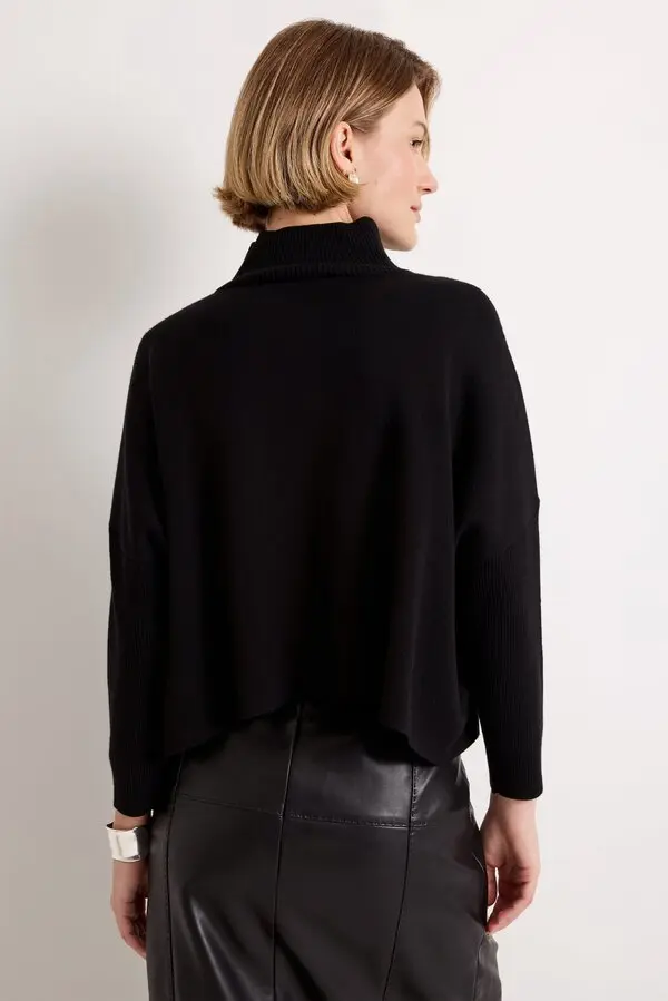 MARIE OLIVER Claudie Popover Mock Neck Sweater - Black