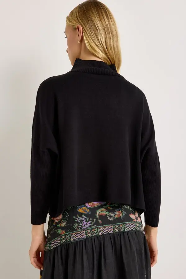 MARIE OLIVER Claudine Popover Mock Neck Sweater - Black