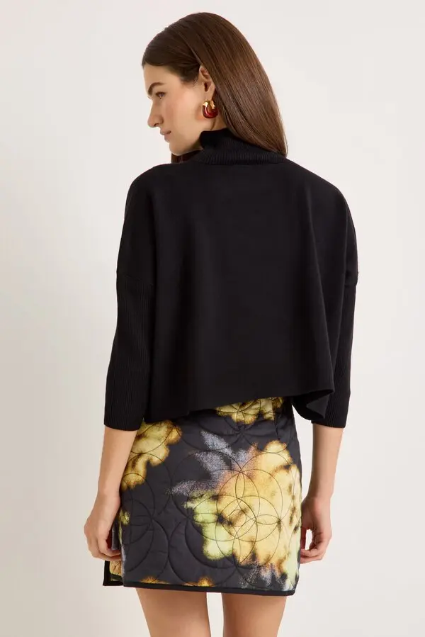 MARIE OLIVER Claudine Popover Mock Neck Sweater - Black