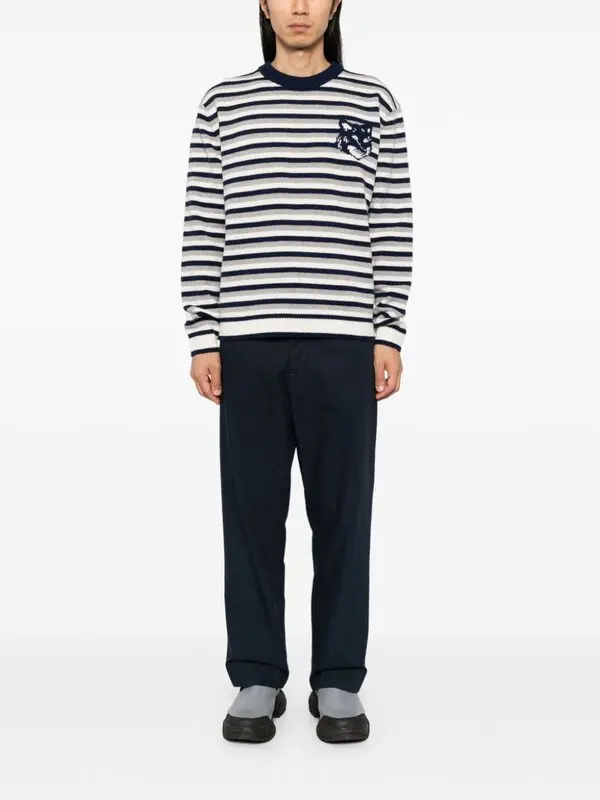 Maison Kitsuné Fox Head Striped Jumper