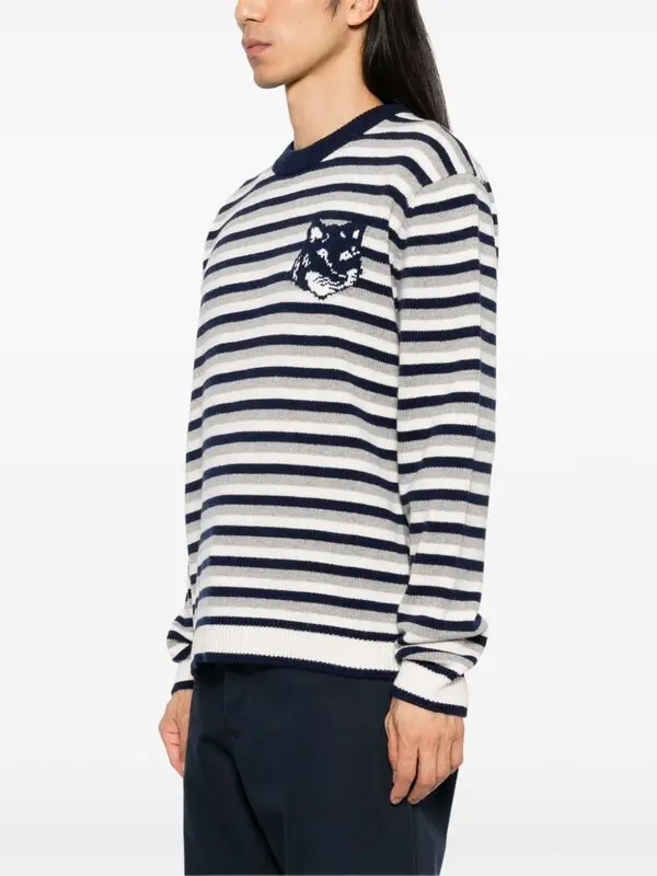 Maison Kitsuné Fox Head Striped Jumper