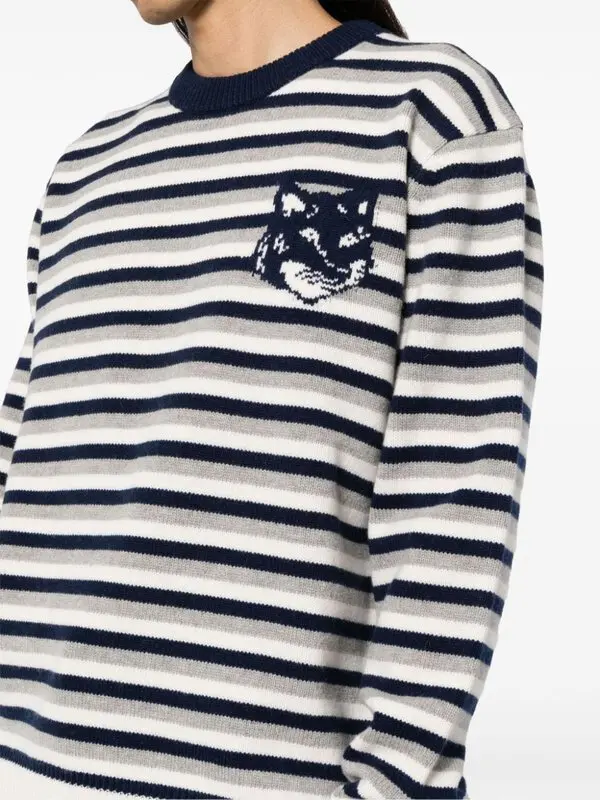 Maison Kitsuné Fox Head Striped Jumper