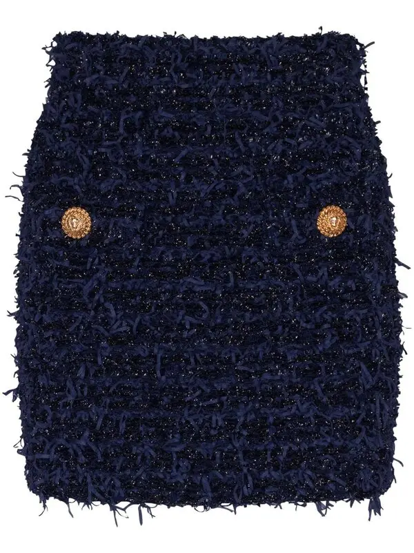 Balmain Tweed Mini Skirt - Blue