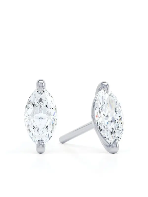LOEV The Marquise Diamond Stud Earrings - Silver