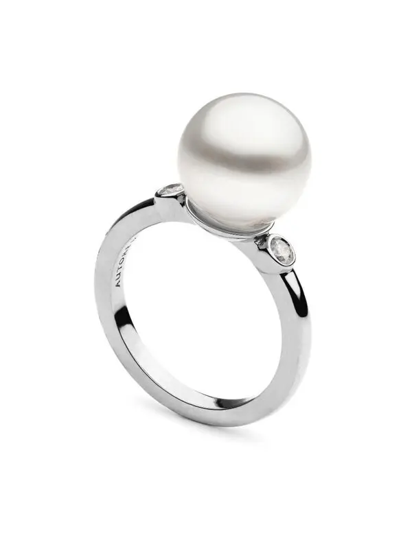 AUTORE MODA 9kt White Gold South Sea Pearl Ring - Silver