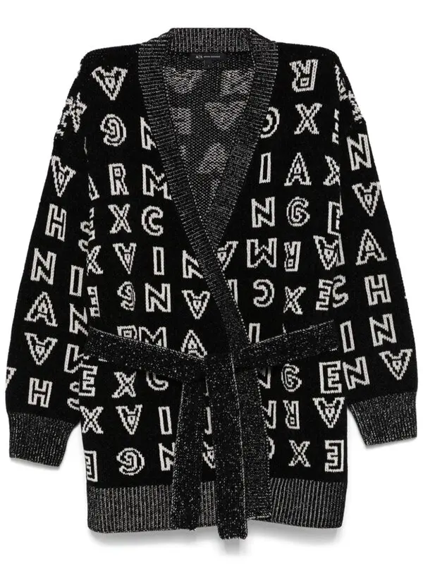 Armani Exchange Logo-Jacquard Cardigan In Black - 26% Off 