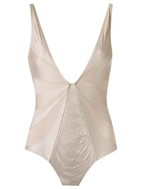 AMIR SLAMA Panelled One Piece Swimsuit - Neutrals