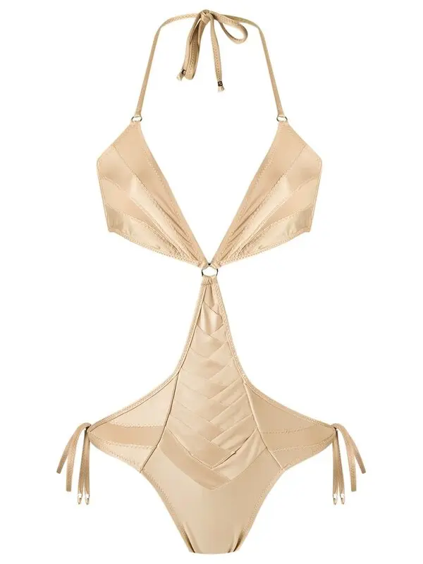 AMIR SLAMA Panelled One Piece Swimsuit - Neutrals