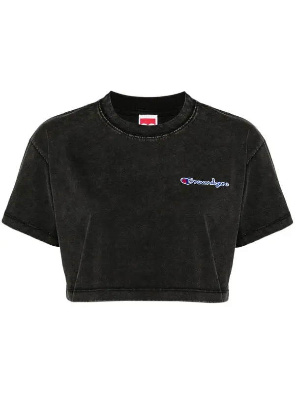 GROUND ZERO Logo-patch Cropped T-shirt