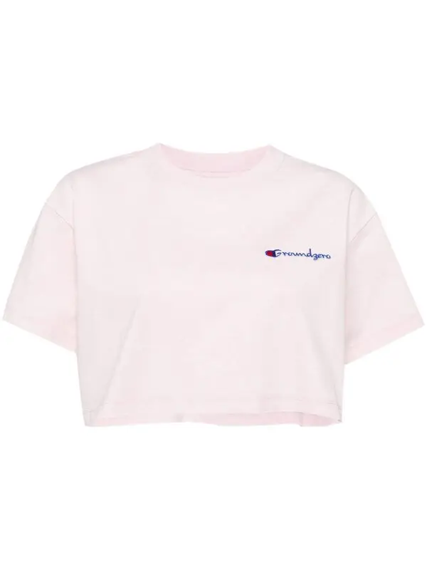 GROUND ZERO Logo-embroidered Cropped T-shirt