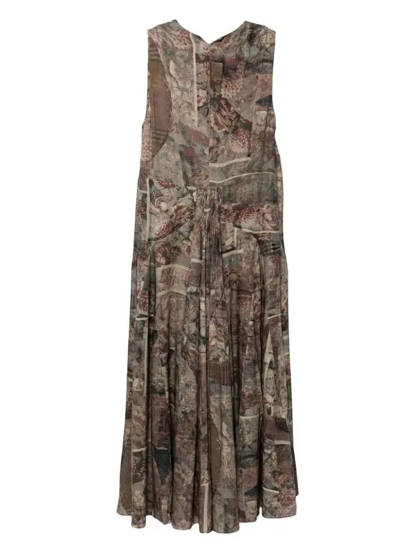 ZIGGY CHEN Abstract-print Midi Dress - Brown