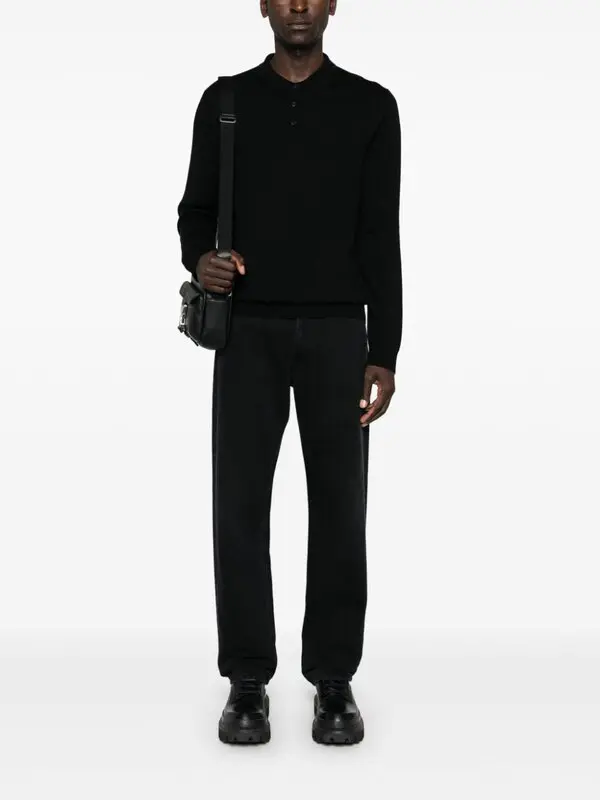 Michael Kors Merino-wool Polo Shirt - Black