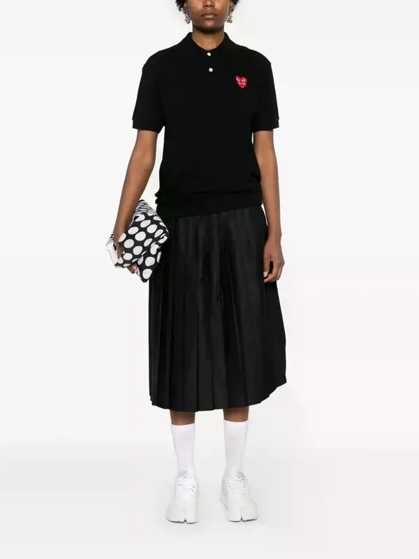Play Comme Des Garcon Heart-patch Cotton Polo Shirt - Black