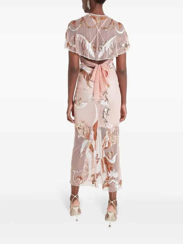 Temperley London Novella Sequin Maxi Dress Pink Editorialist