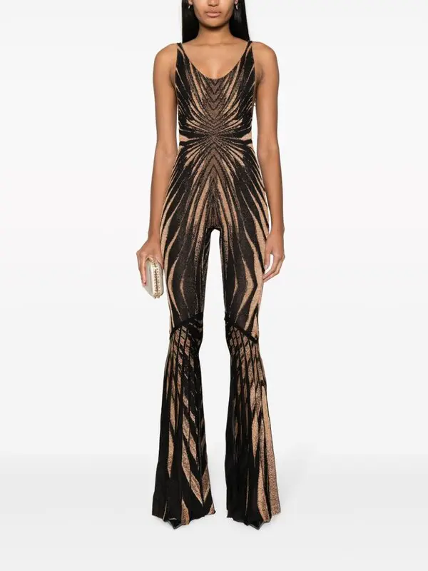 Roberto Cavalli Abstract-pattern Flared Jumpsuit - Black