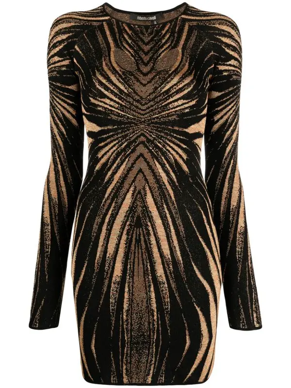 Roberto Cavalli Graphic-print Mini Dress - Black