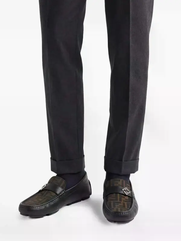 Fendi Ff Jacquard Loafers - Black