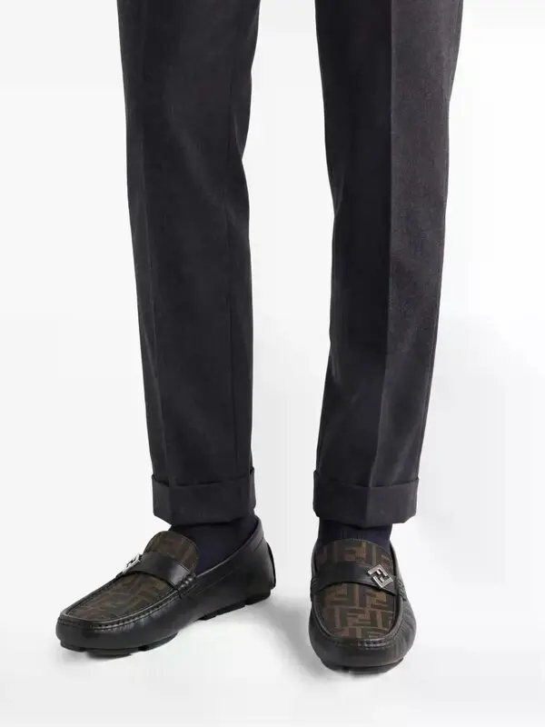 Fendi Ff Jacquard Loafers - Black