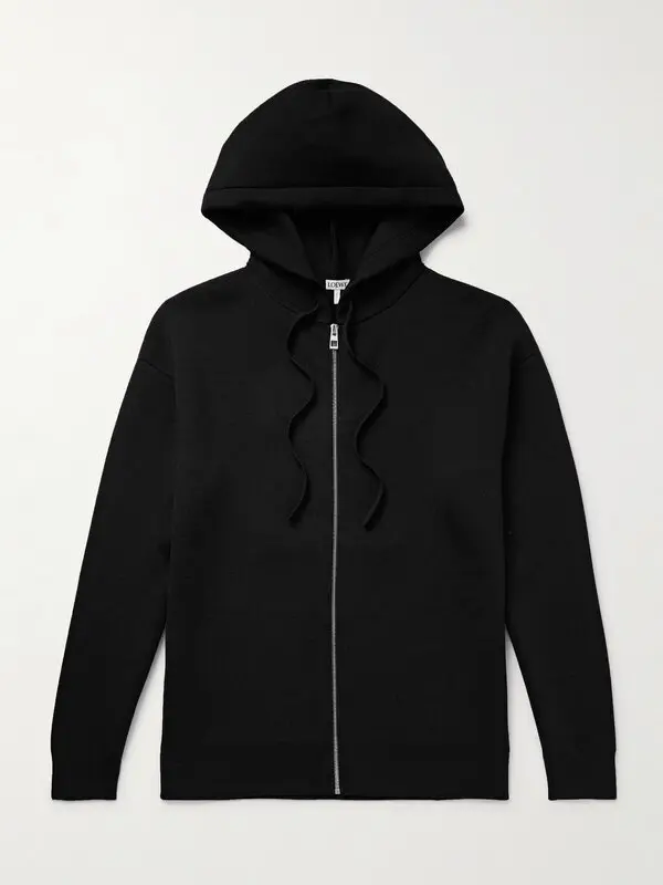 Loewe Logo-embossed Wool-blend Zip-up Hoodie