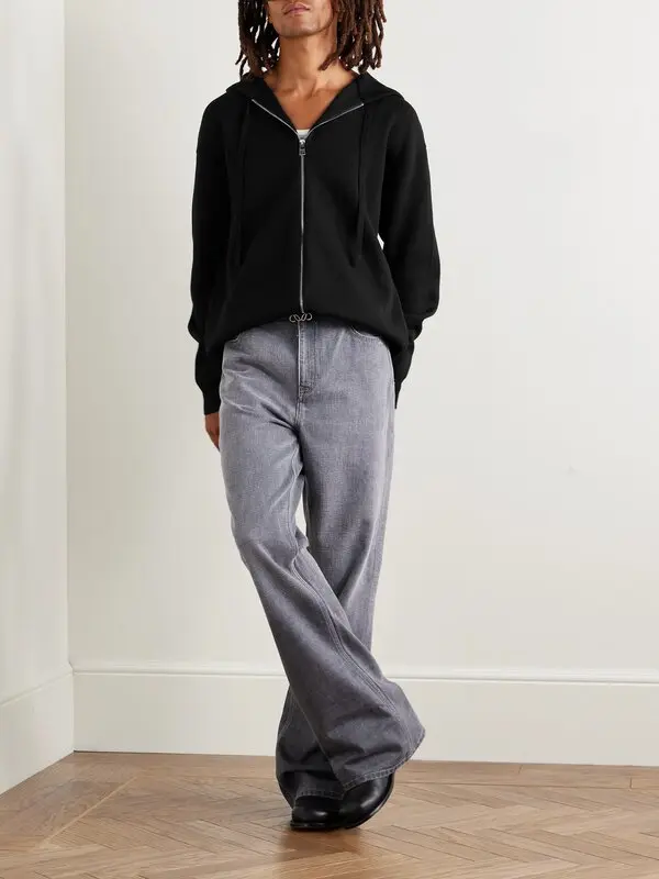 Loewe Logo-embossed Wool-blend Zip-up Hoodie