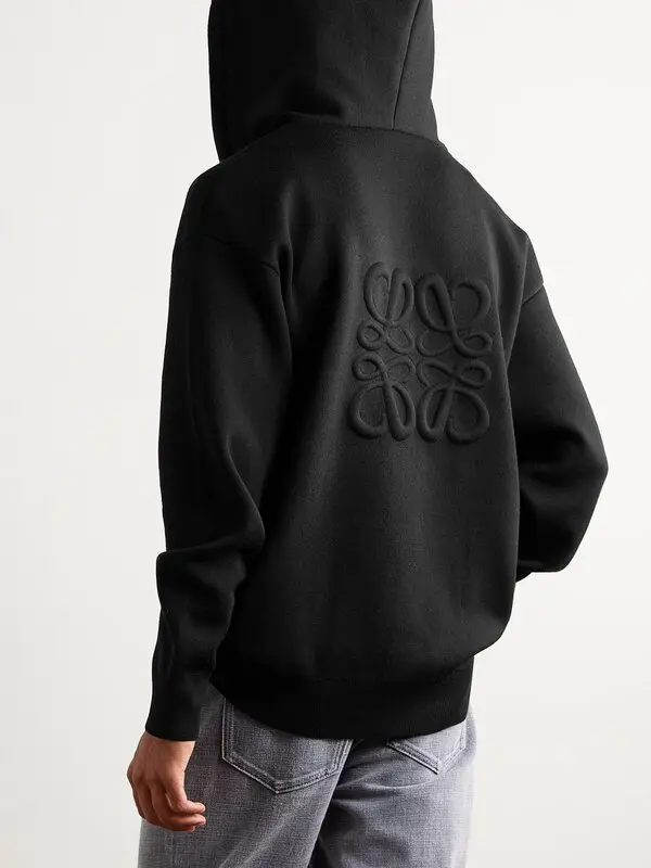 Loewe Logo-embossed Wool-blend Zip-up Hoodie