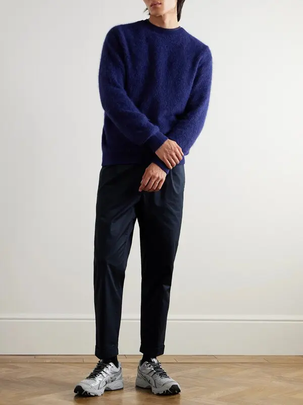 BEAMS Tapered Pleated Cotton-twill Trousers - Blue